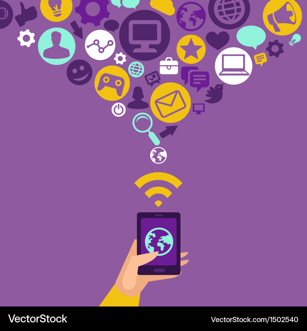 Mobile phone in flat style and icons Royalty Free Vector