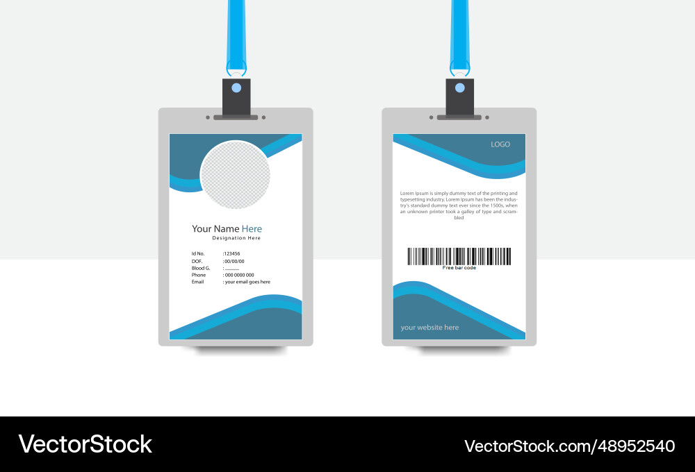 Modern simple clean id card design personal ident Vector Image
