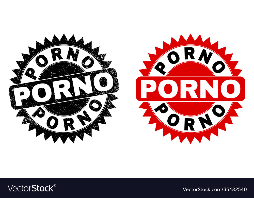 Porno Black Rosette Stamp With Corroded Texture Vector Image