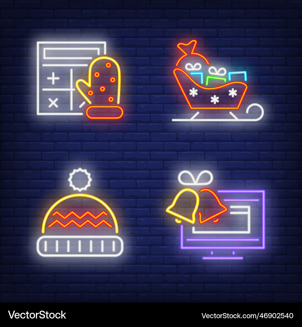 Sleigh with gifts calculator computer bells Vector Image