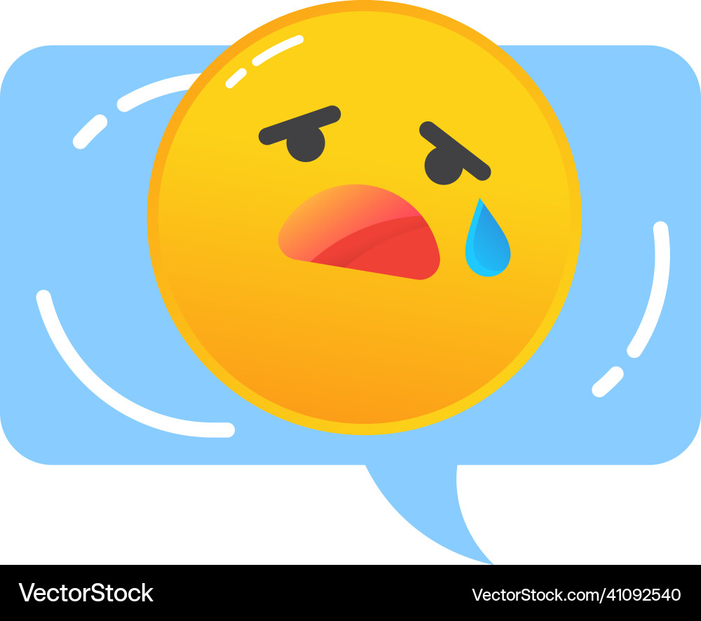Smiley with tear crying feeling sad emotion icon Vector Image