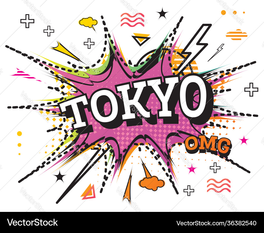 Tokyo comic text in pop art style isolated Vector Image