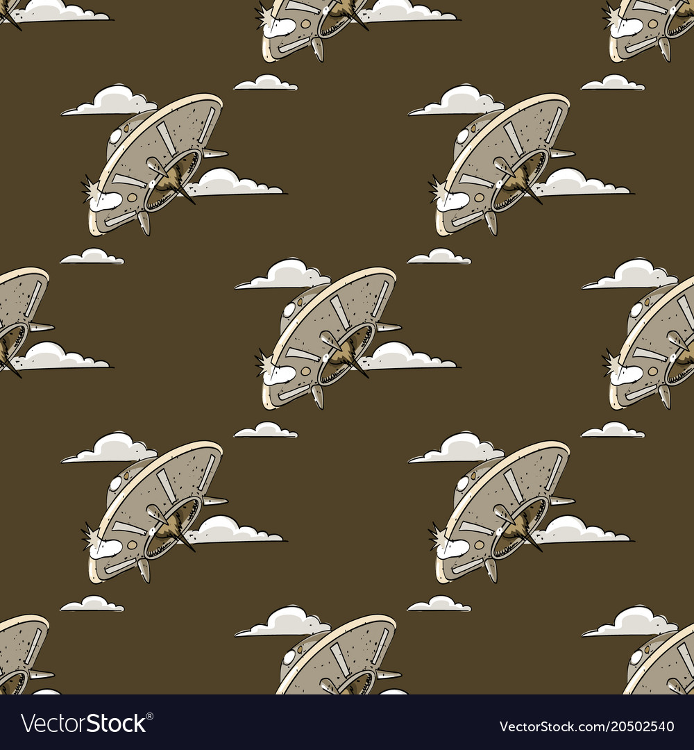 Unknown flying object seamless pattern Royalty Free Vector