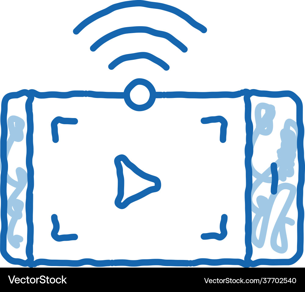 Watching video with wifi doodle icon hand drawn Vector Image