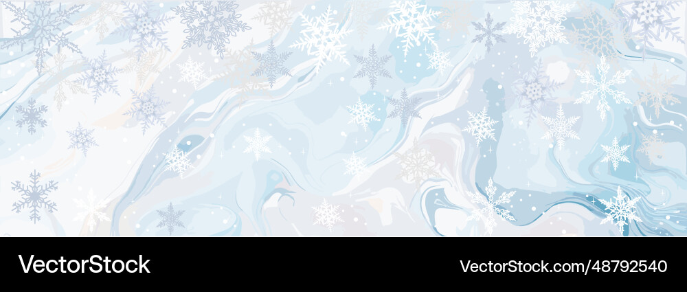 Winter art marble and snowflakes background Vector Image
