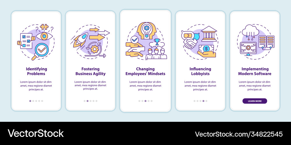 Business consulting tasks onboarding mobile app Vector Image