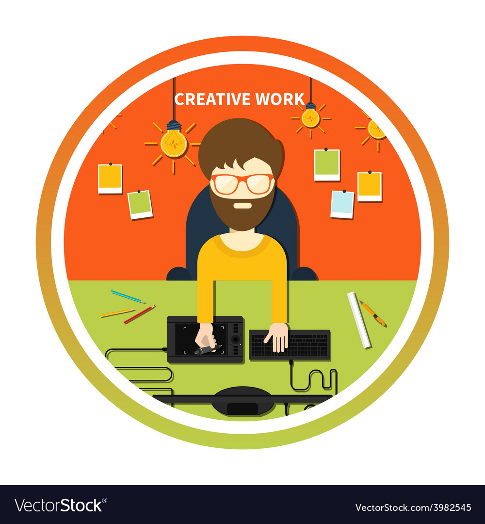 Creative work and designer tools concept Vector Image
