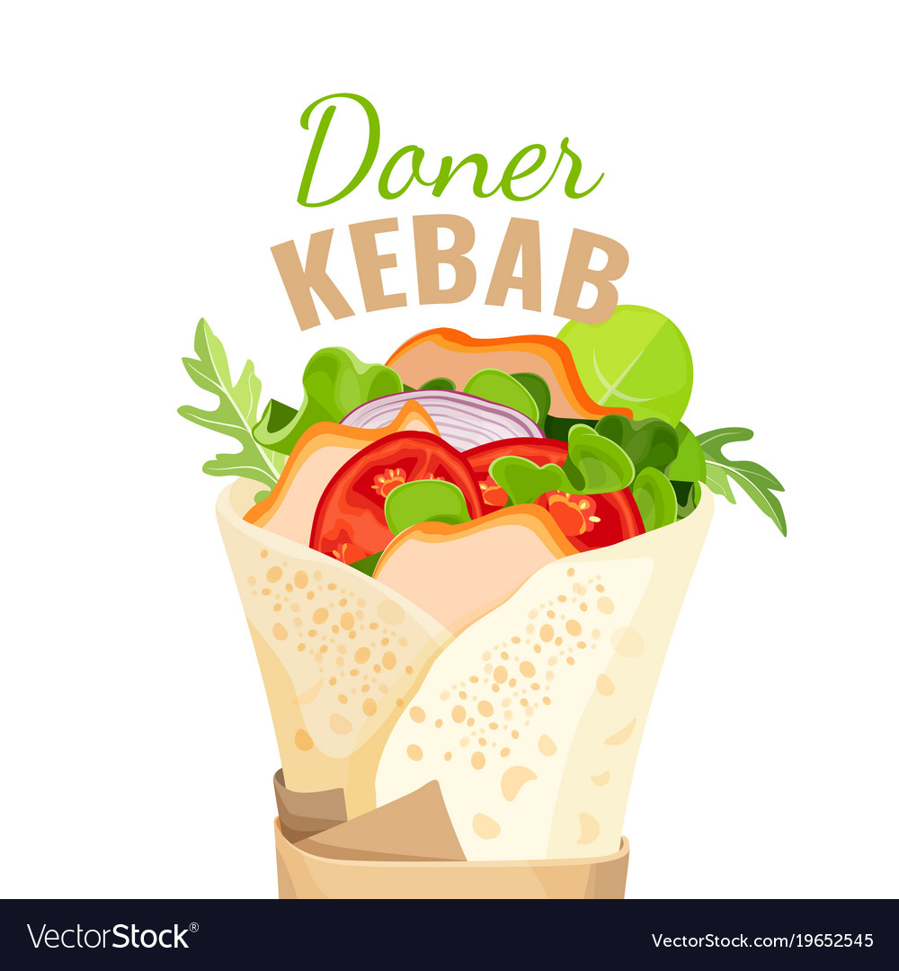 Delicious doner kebab full of vegetables Vector Image