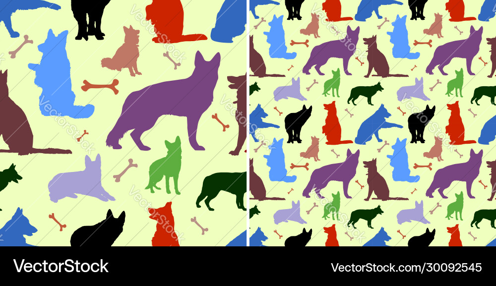 Funny children seamless pattern dogs in various Vector Image