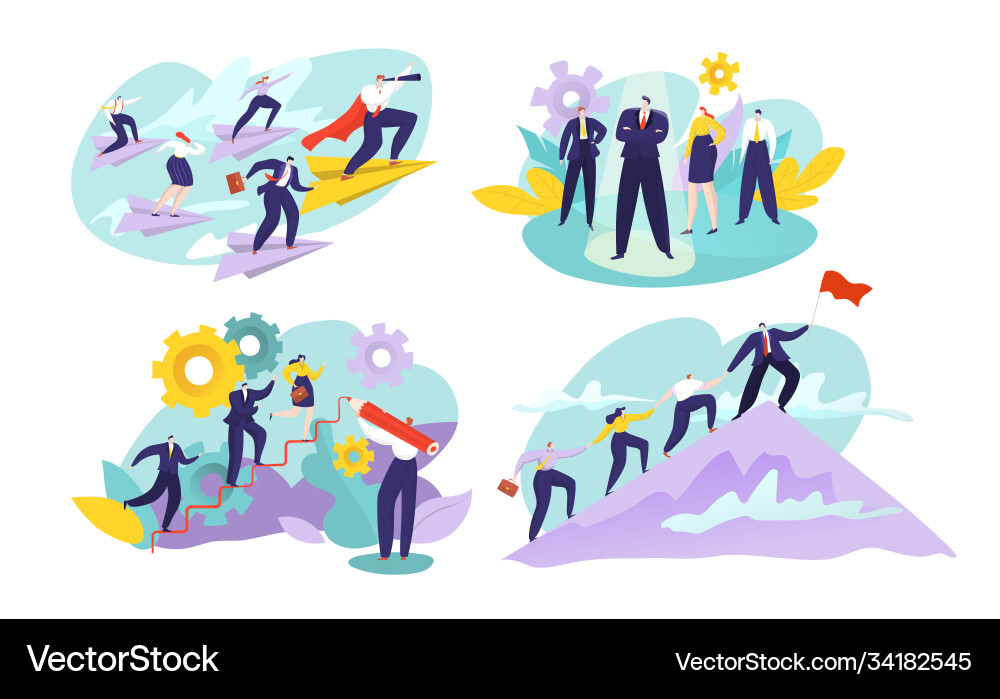 Leadership business people set Royalty Free Vector Image