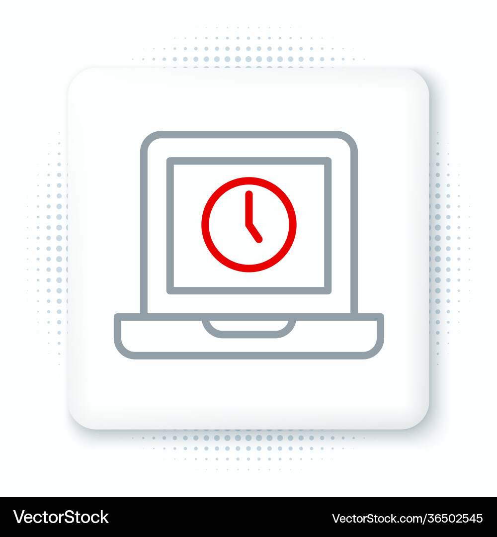 Line laptop time icon isolated on white background