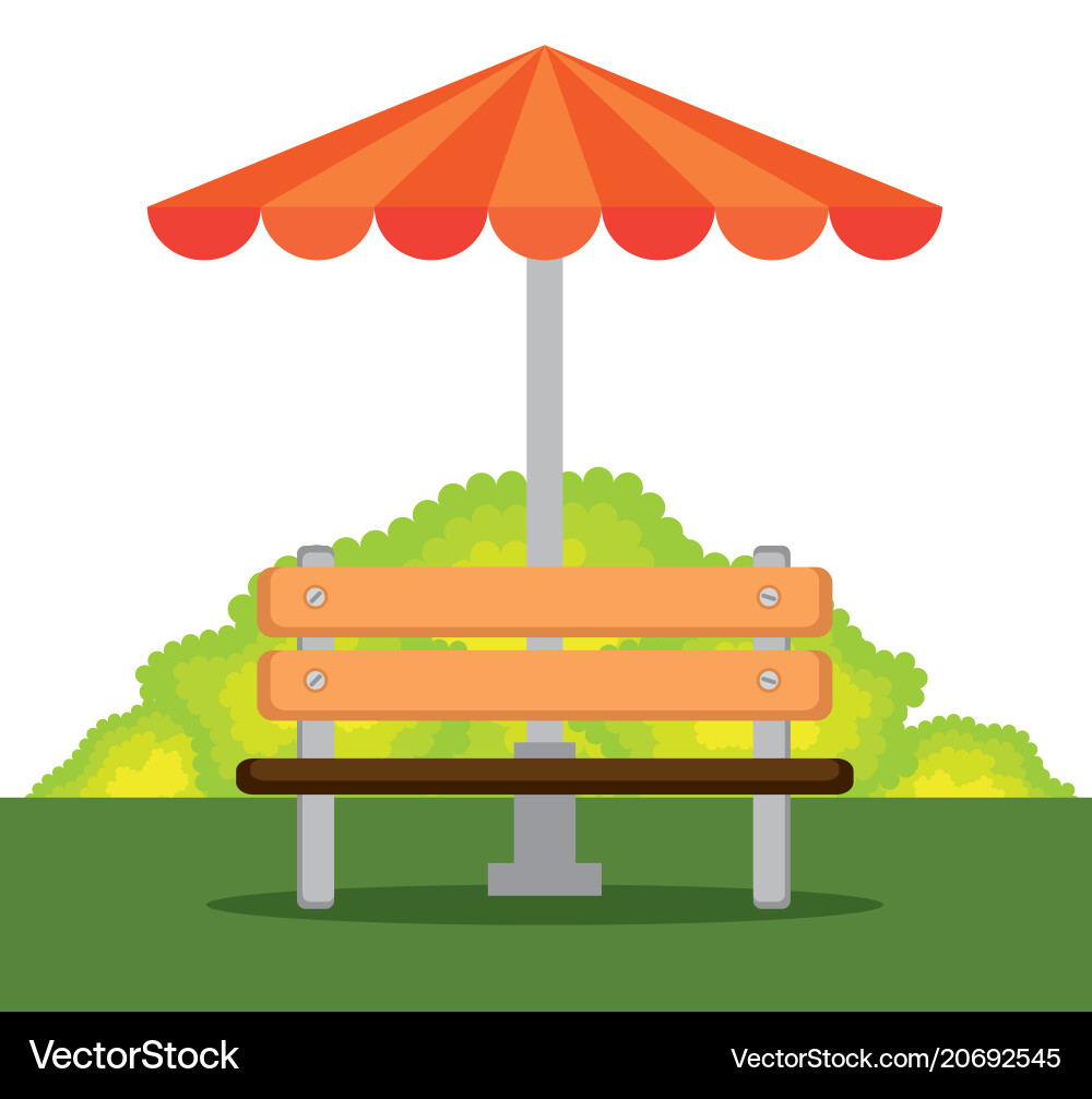 Park chair scene with umbrella Royalty Free Vector Image