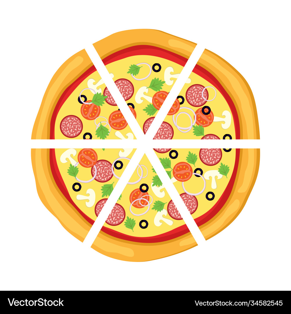 Pizza in flat style isolated on white background Vector Image