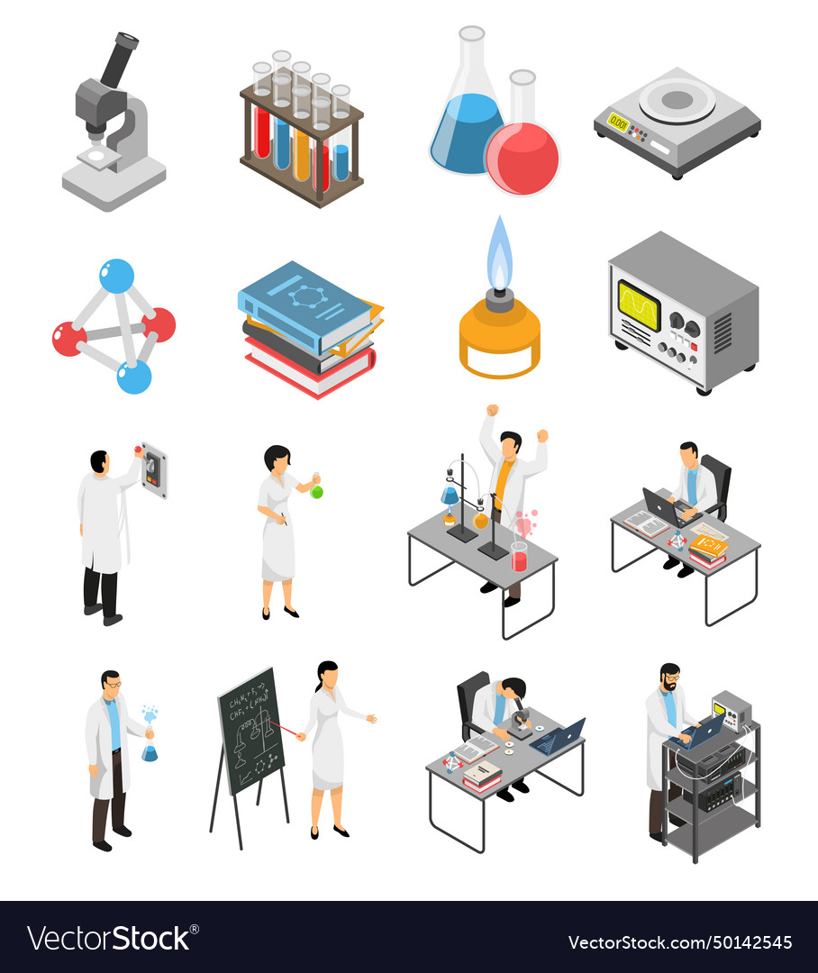 Scientific laboratory elements set Royalty Free Vector Image