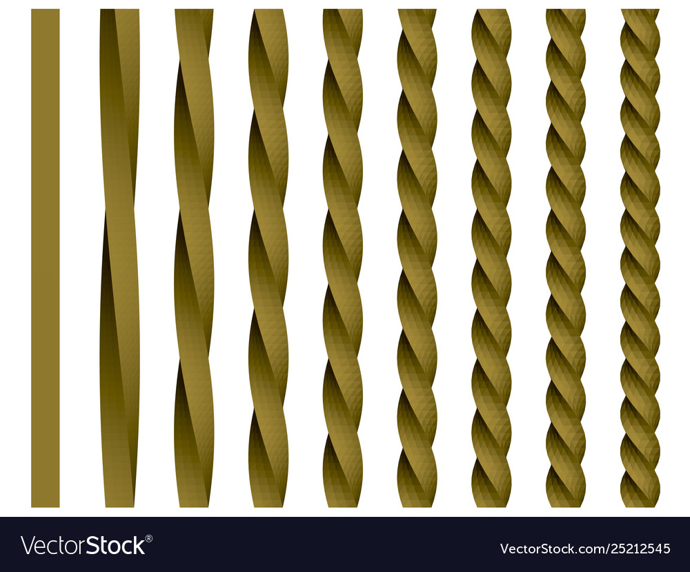 Set with a spiral twisted rectangle 3d Royalty Free Vector