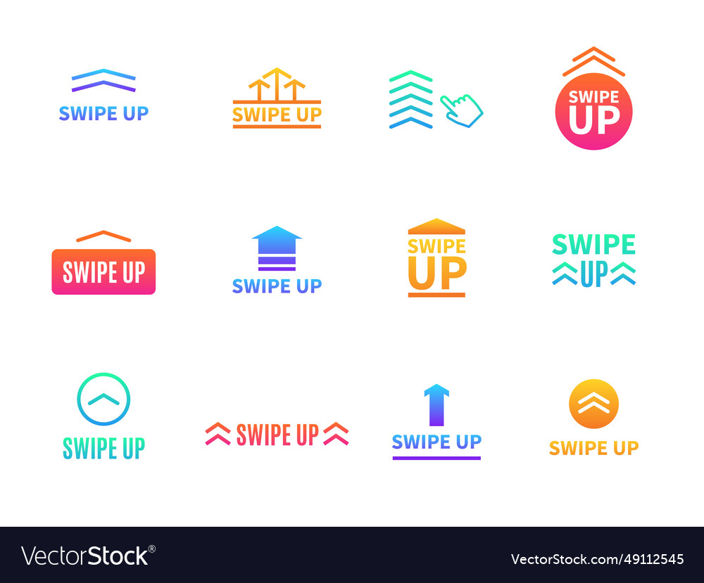 Swipe up social media interface buttons different Vector Image Swipe up social media interface buttons different Vector Image