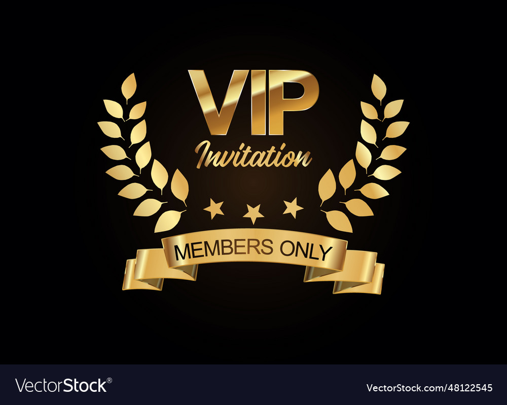 Vip member only invitation golden laurel wreath Vector Image