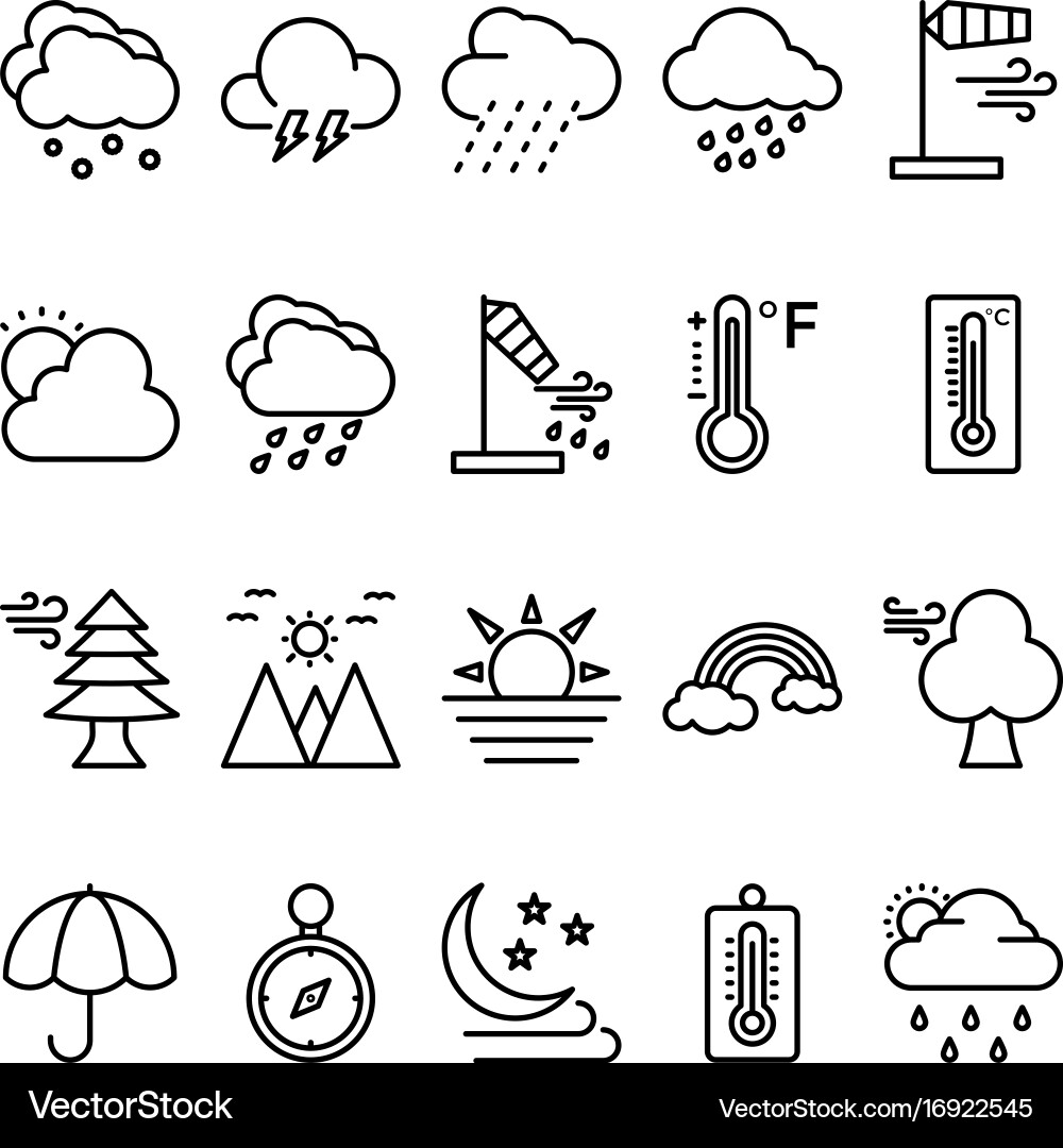 Weather line icons set 2 Royalty Free Vector Image