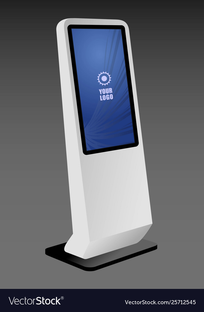 White promotional interactive information kiosk Vector Image