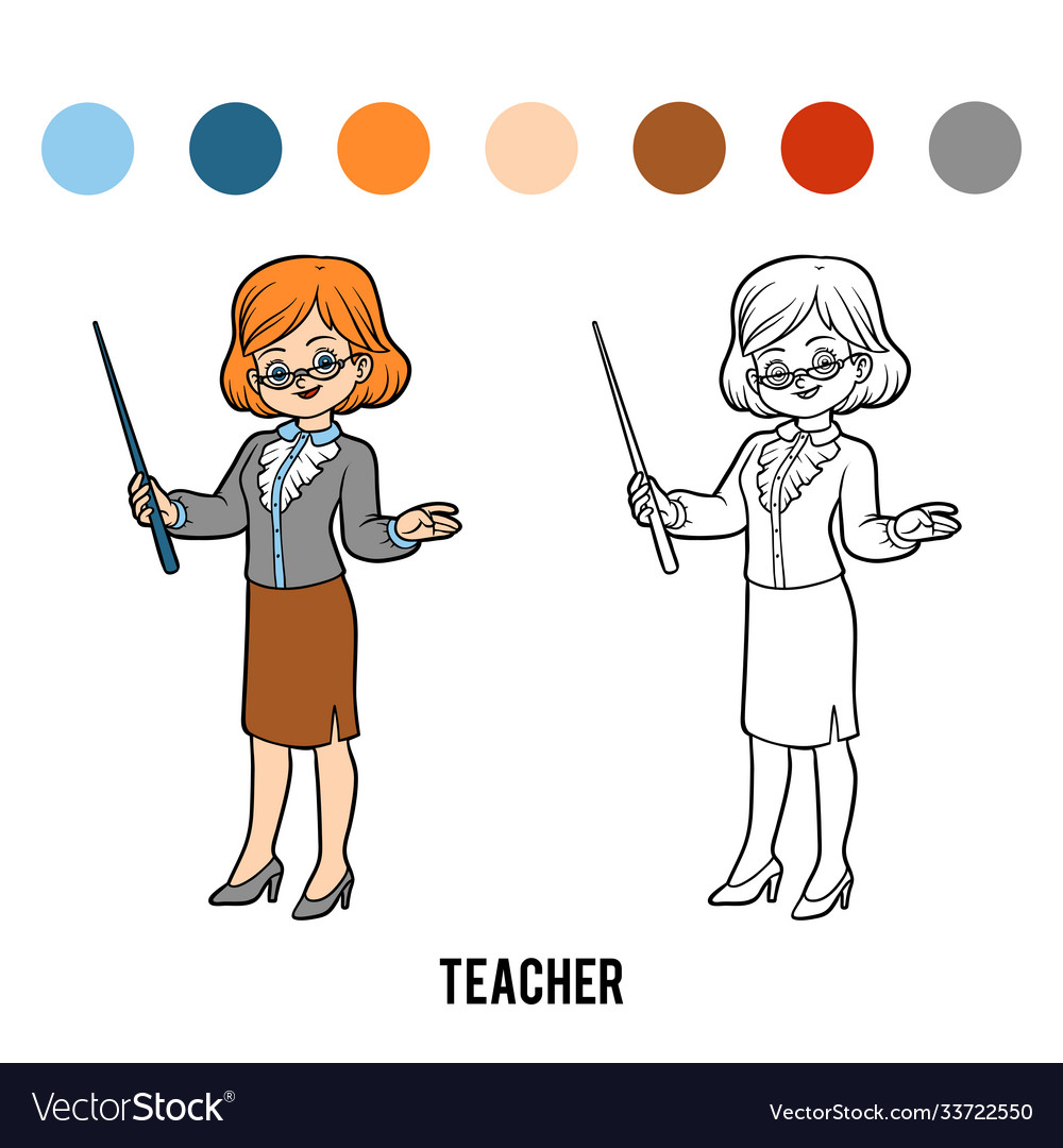 Coloring book teacher Royalty Free Vector Image