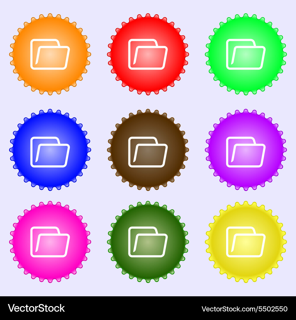 Folder icon sign a set of nine different colored Vector Image