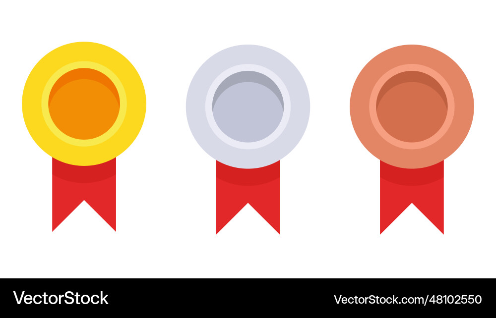 Gold silver and bronze medals Royalty Free Vector Image