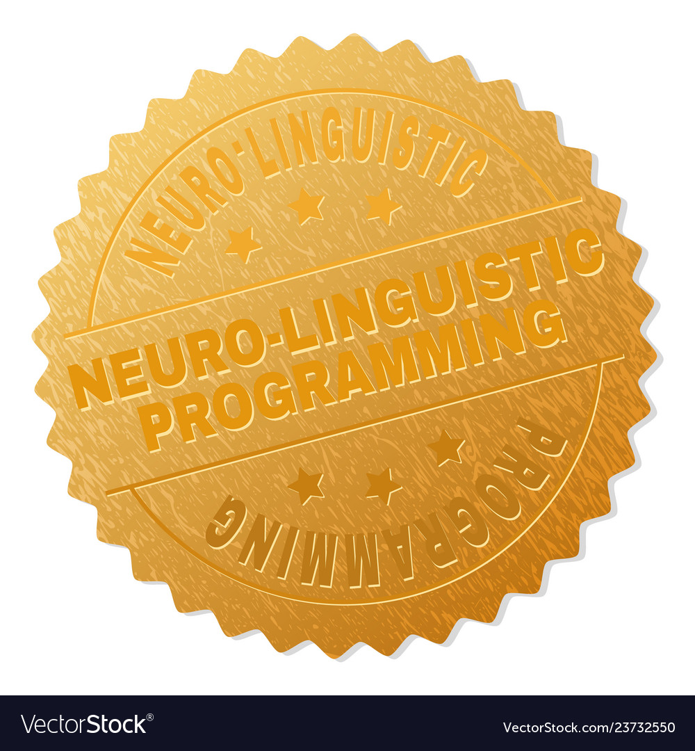 Golden neuro-linguistic programming badge stamp Vector Image