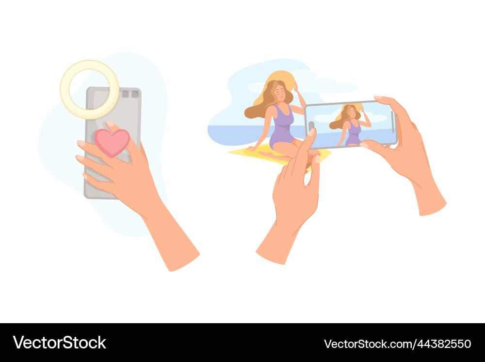 Hand holding smartphone recording video Royalty Free Vector