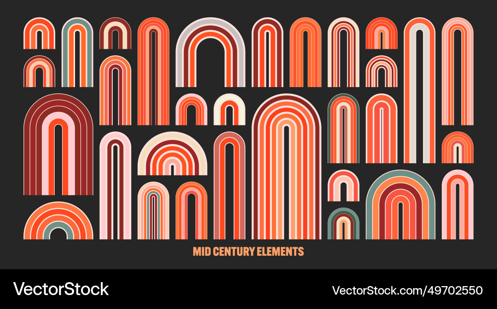 Mid century arch elements modern geometric shapes Vector Image