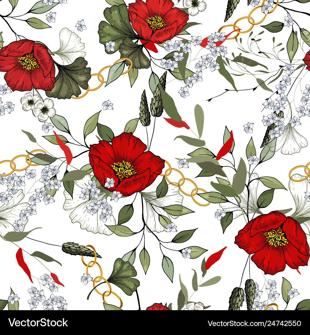 Modern floral design hand drawn chains botanical Vector Image