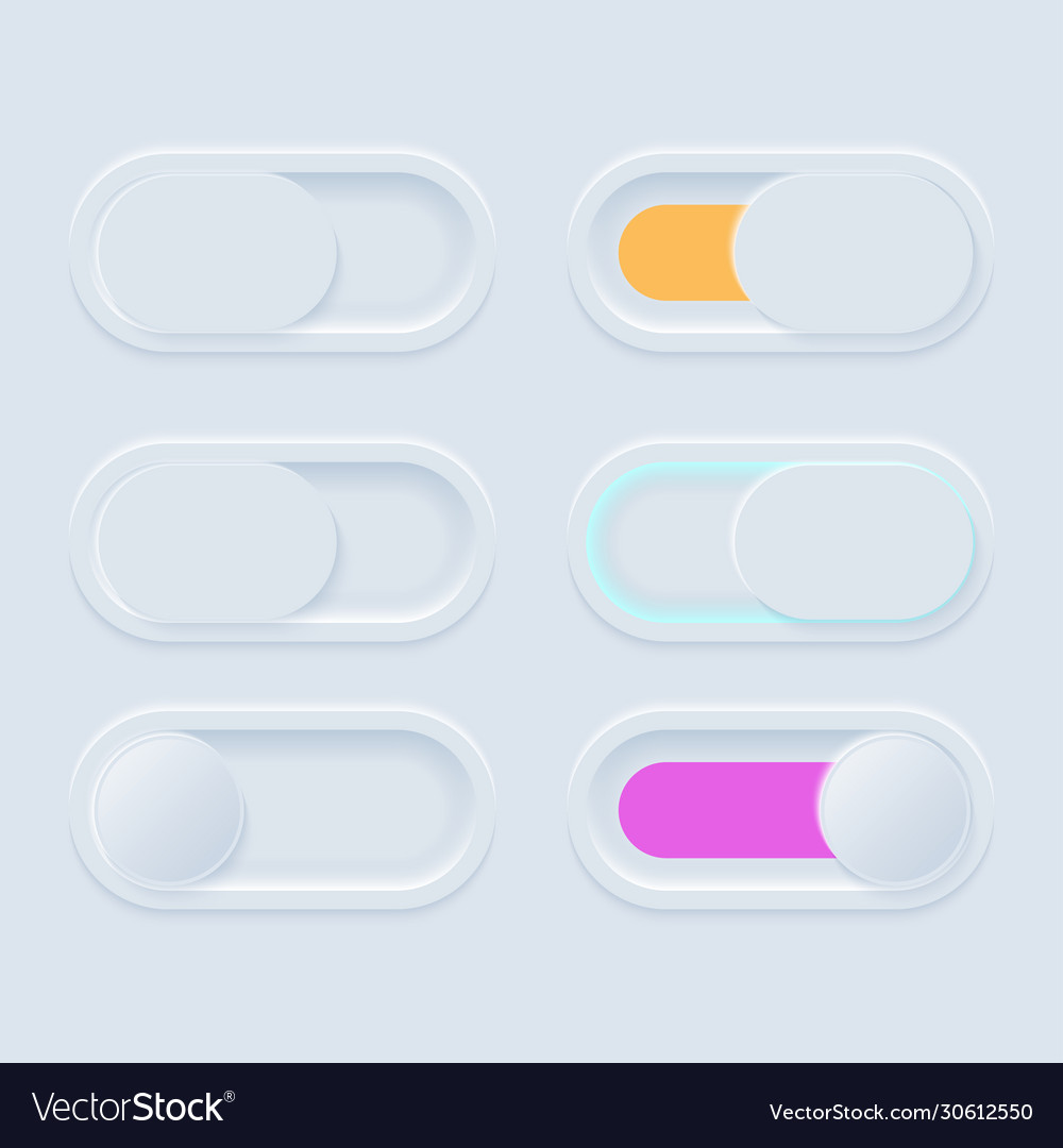 Newmorph ui switch light set Royalty Free Vector Image