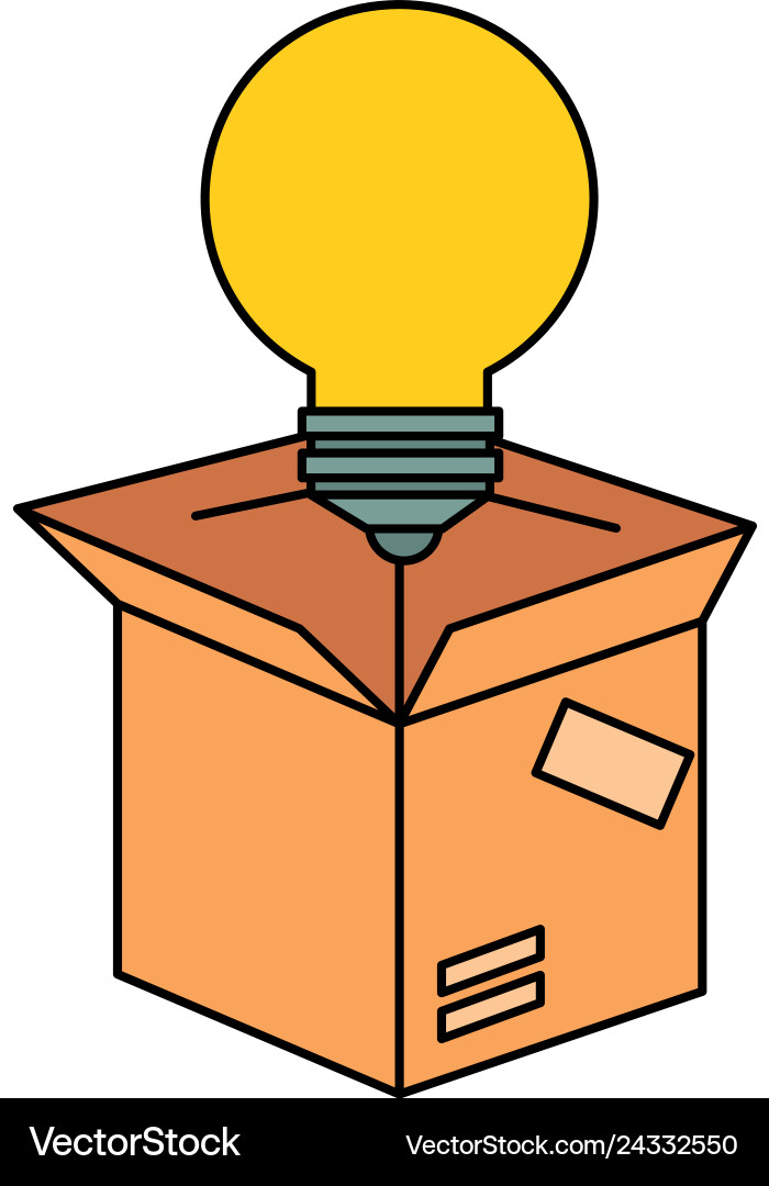 Packing box carton with bulb Royalty Free Vector Image