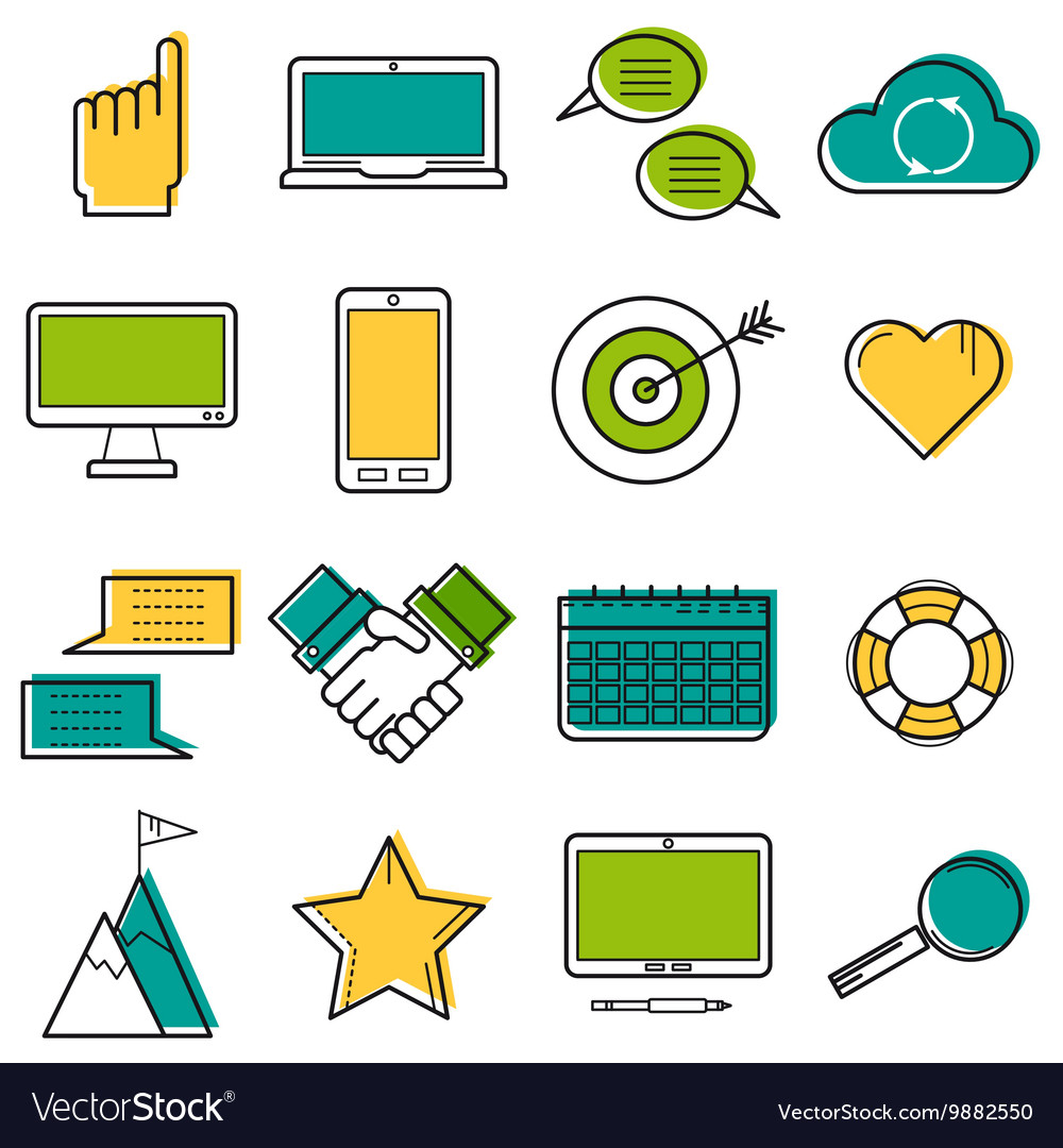 Set colored computer line icons Royalty Free Vector Image