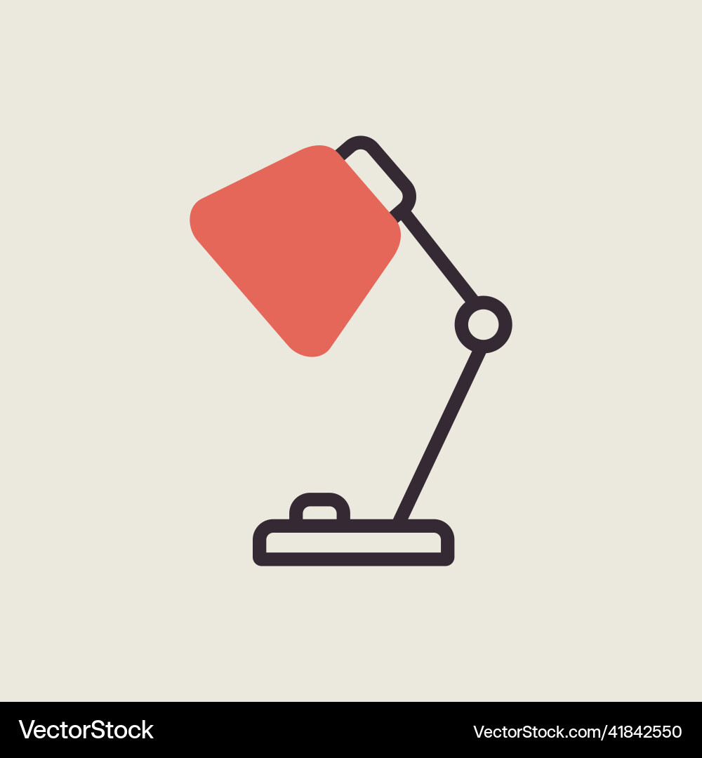 Table lamp outline isolated icon workspace sign Vector Image