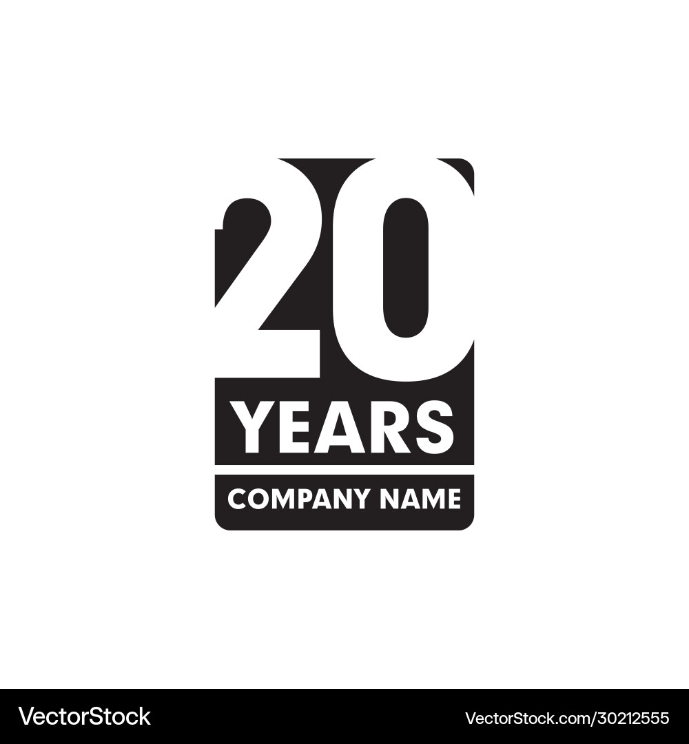 20th year anniversary emblem logo design Vector Image