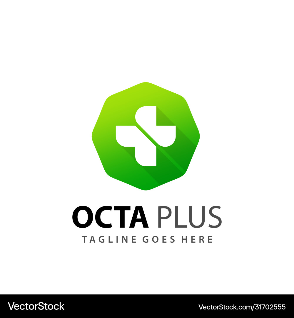 Abstract octagon plus medical icon logo design Vector Image