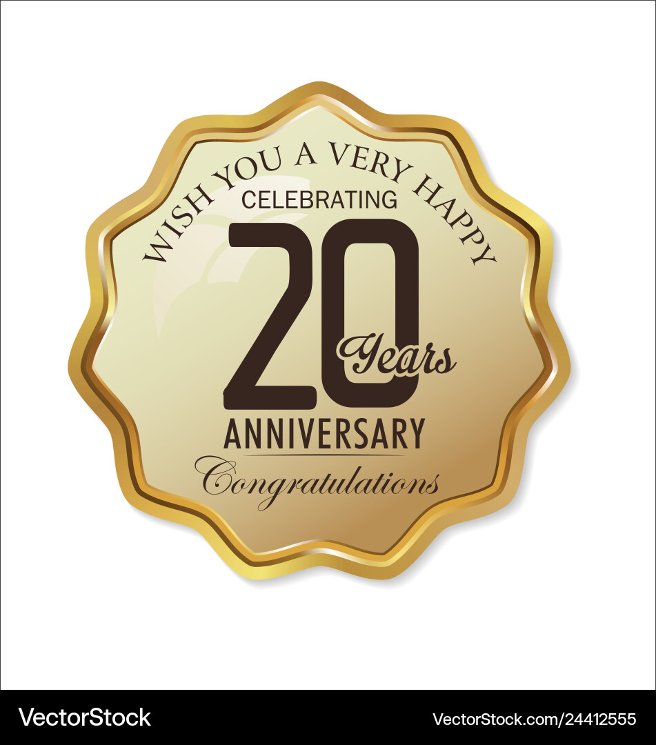 Anniversary retro label 20 years Royalty Free Vector Image