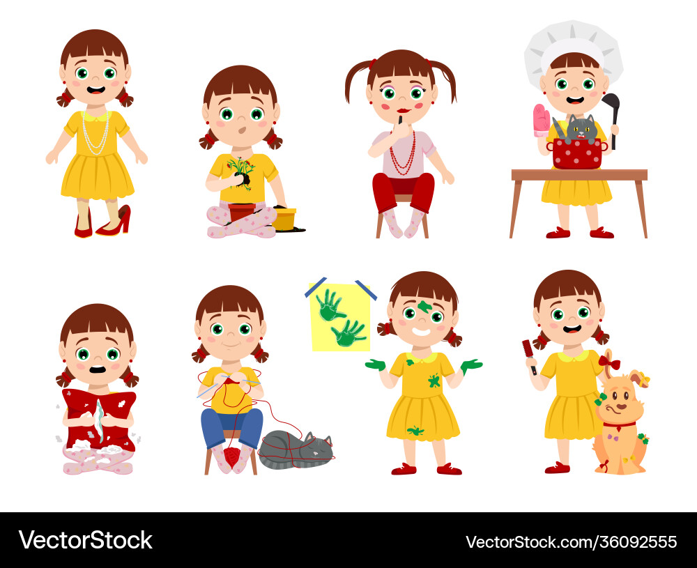 Baby girl set Royalty Free Vector Image - VectorStock