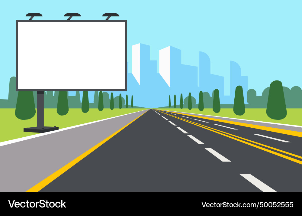 Big white banner by roadside road billboard Vector Image