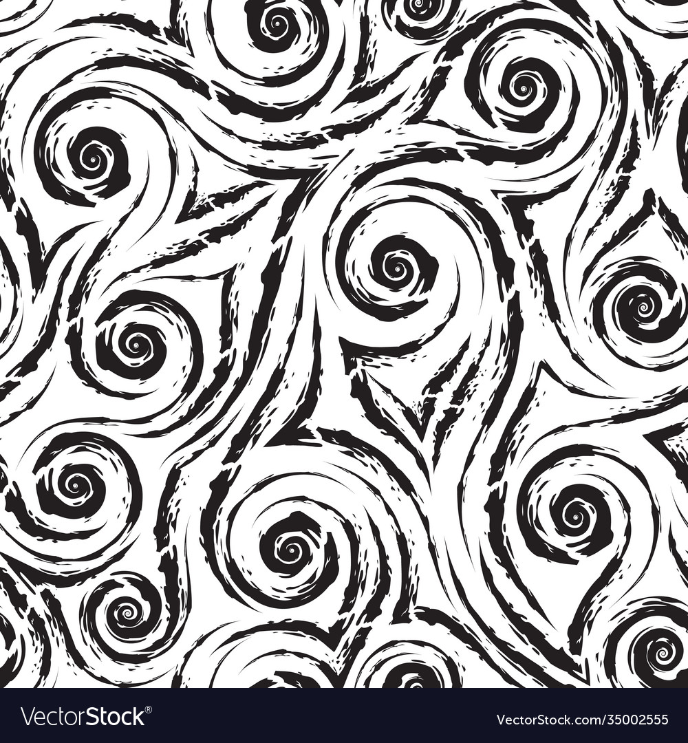 Black smooth lines corners and spirals with torn Vector Image