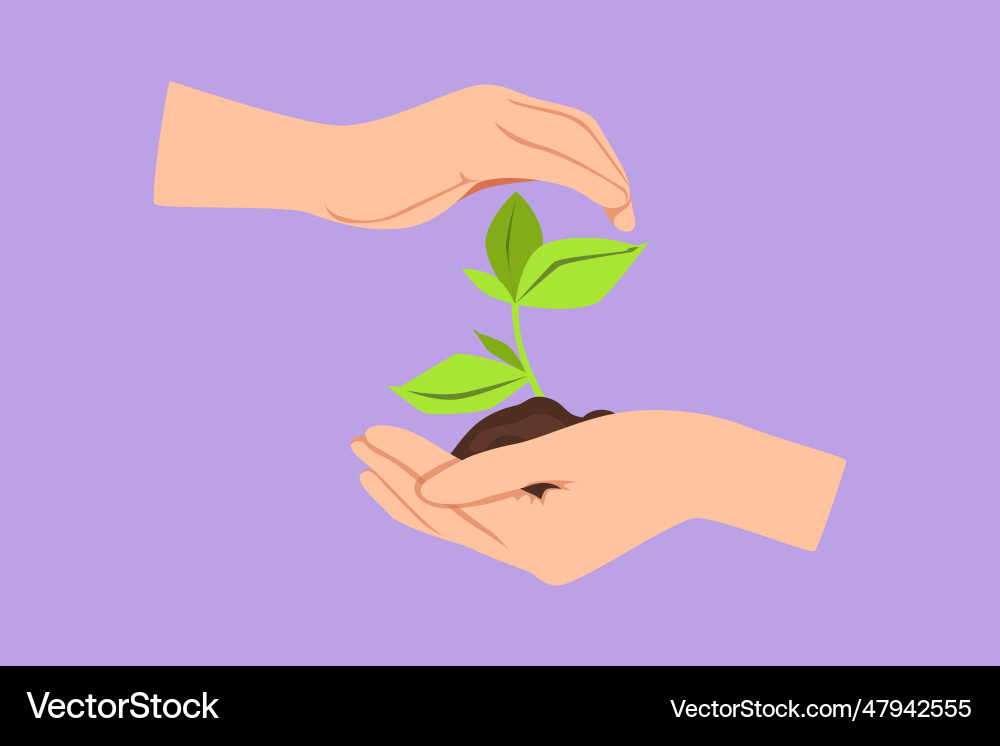 Character flat drawing new life in young hands on Vector Image
