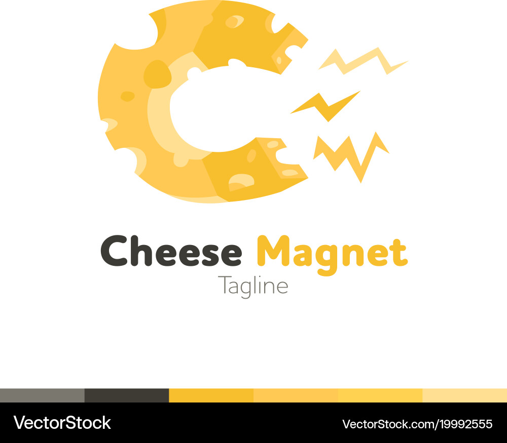 Cheese magnet logo restaurant food Royalty Free Vector Image