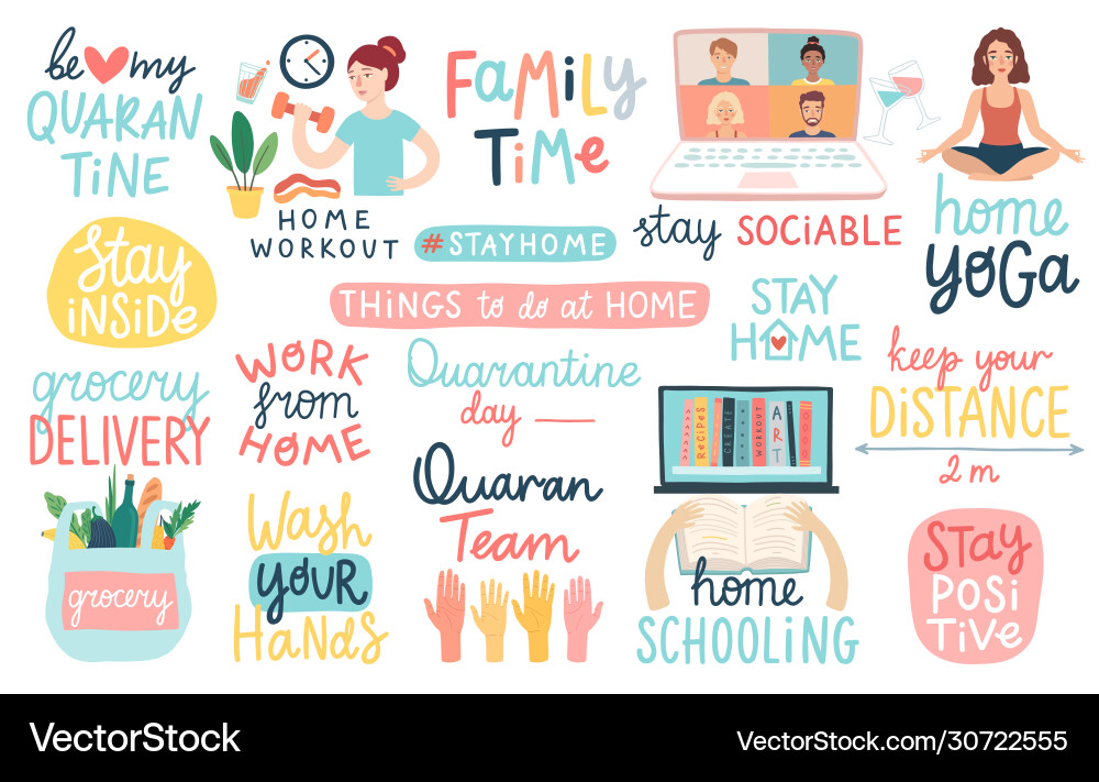 Coronavirus covid-19 letterings and other elements