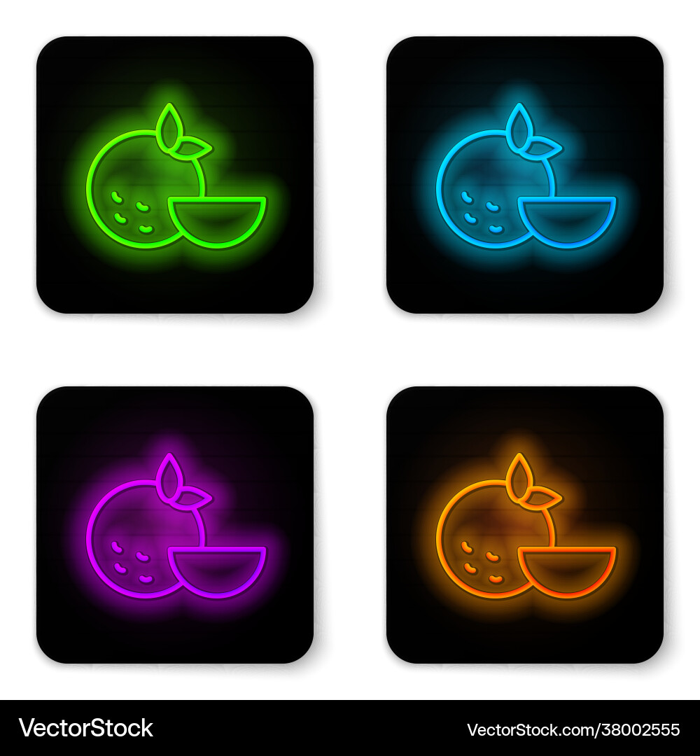 Glowing neon line orange fruit icon isolated Vector Image