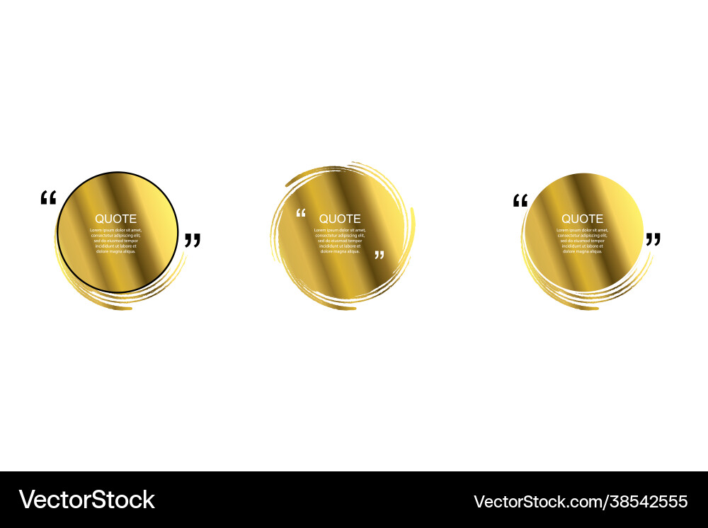 Golden quote box frame big set icon Royalty Free Vector