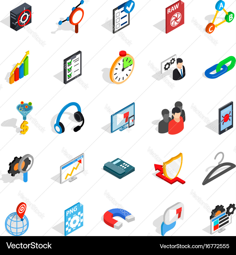 Guidance icons set isometric style Royalty Free Vector Image