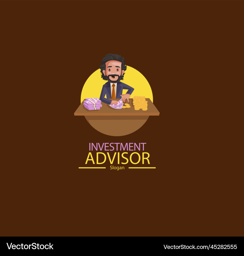 Investment advisor mascot logo Royalty Free Vector Image