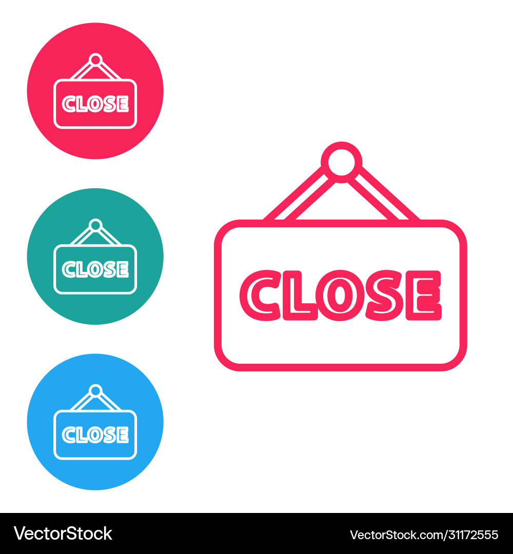 Red line hanging sign with text closed icon Vector Image
