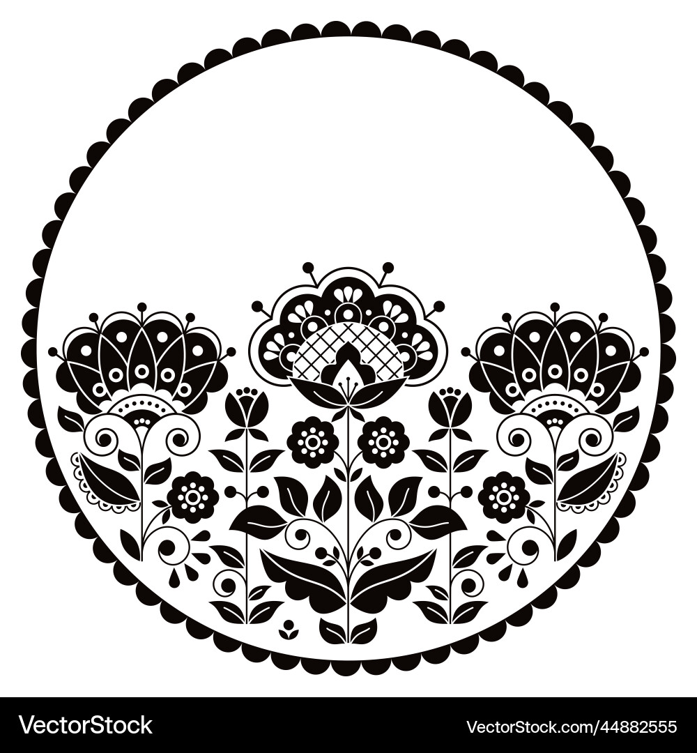 Scandinavian folk art floral round pattern Vector Image