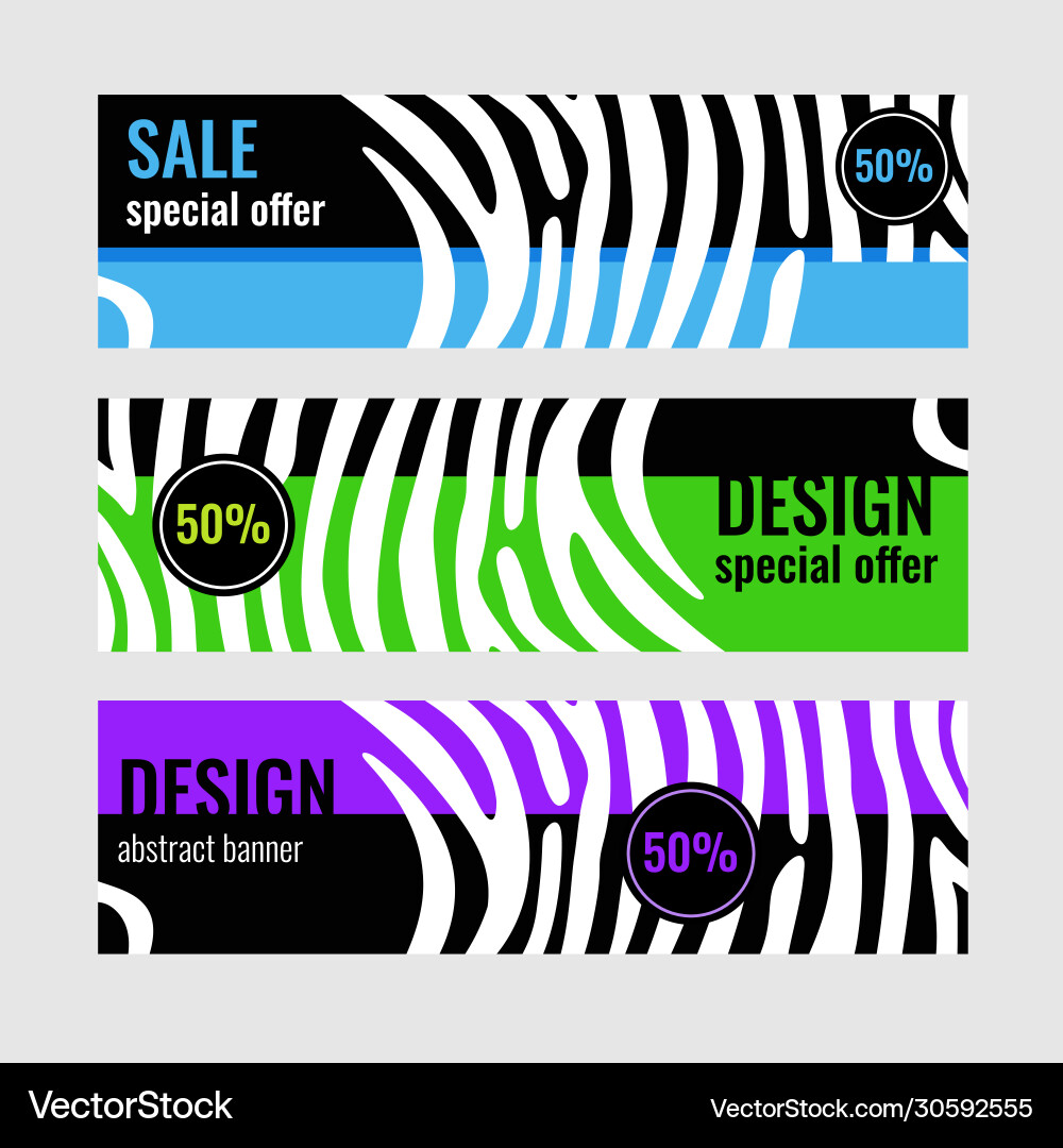 Set horizontal color banners with white stripes Vector Image